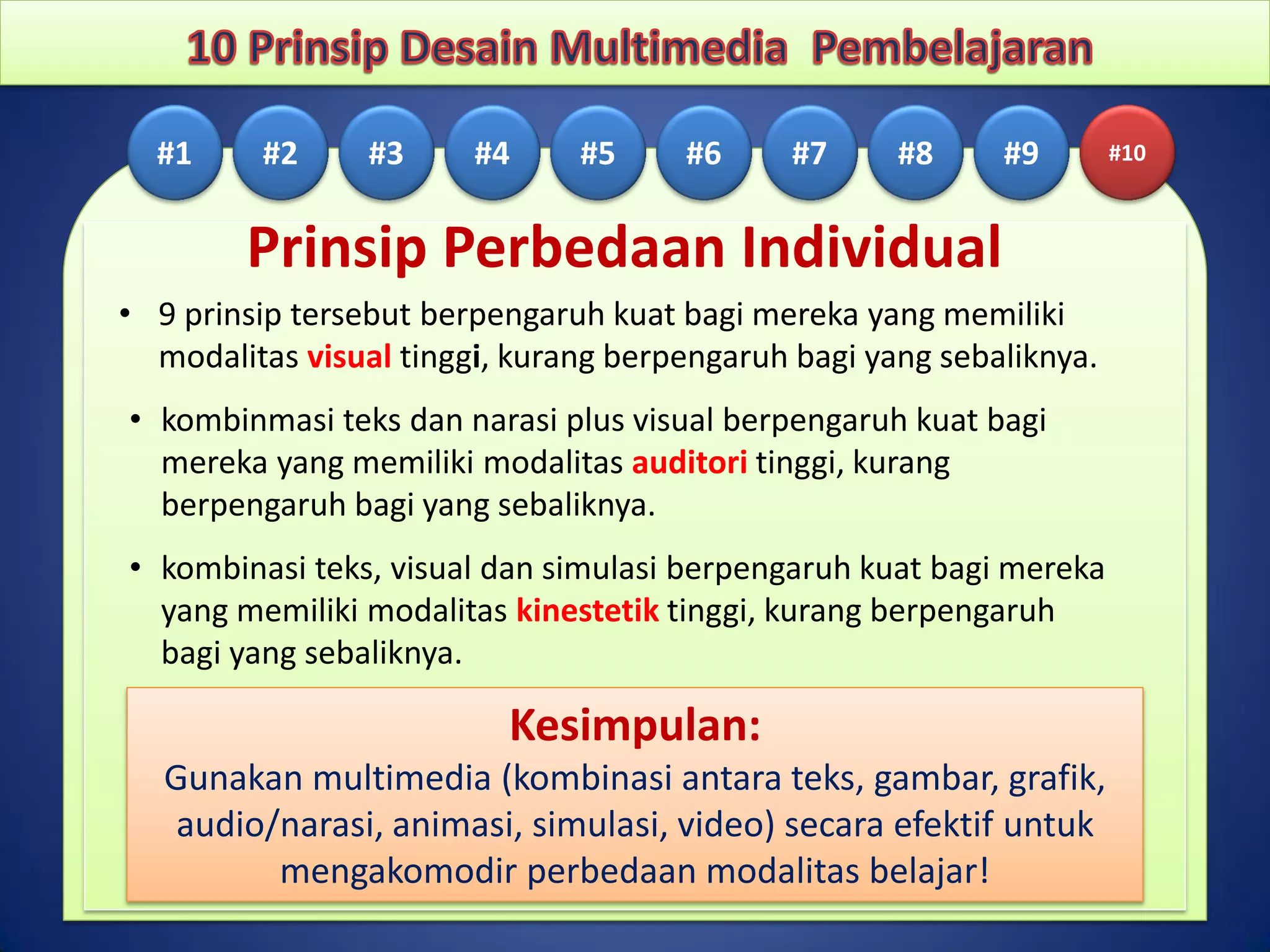 10 prinsip desain multimedia pembelajaran | PDF