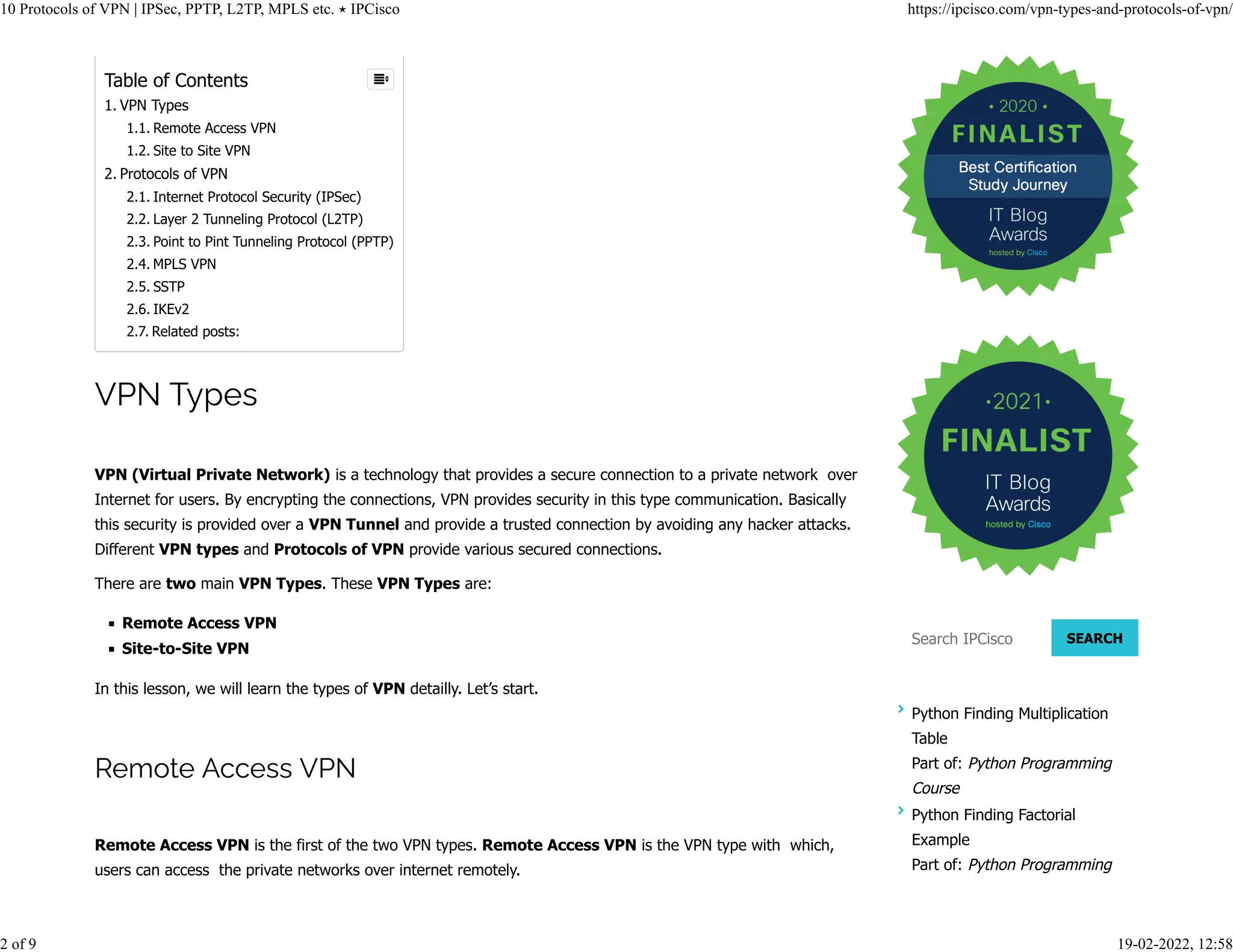 10 Protocols of VPN IPSec, PPTP, L2TP, MPLS etc. ⋆ IPCisco.pdf
