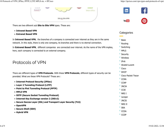 10 Protocols of VPN IPSec, PPTP, L2TP, MPLS etc. ⋆ IPCisco.pdf | Computer Networking | Computing
