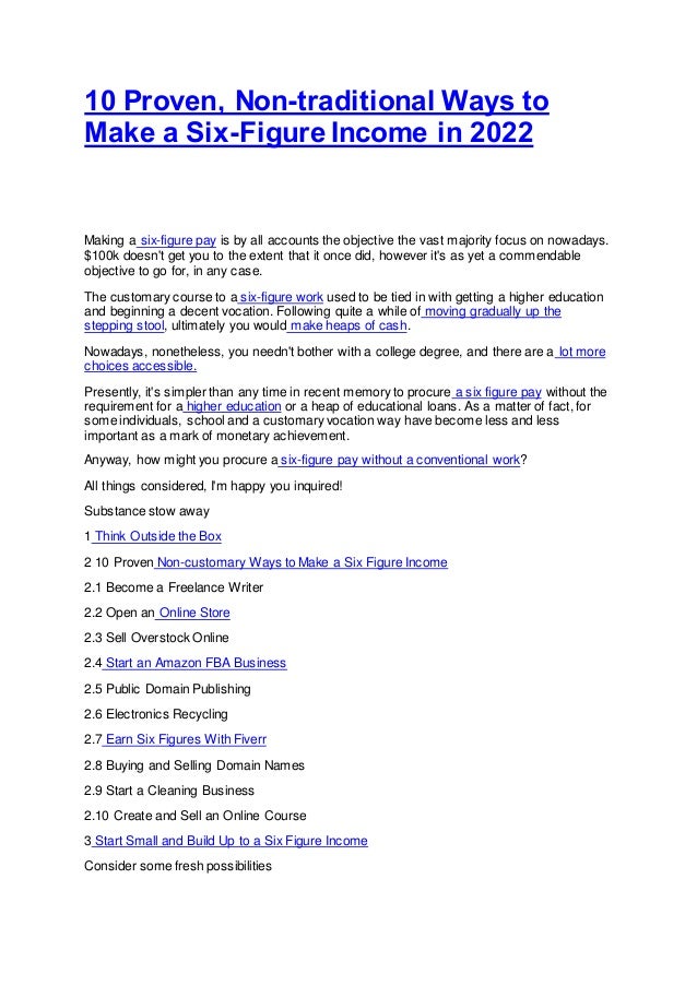 10 Proven, Non-traditional Ways to Make a Six-Figure Income in 2022
