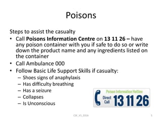 10 provide frist aid poisons | PPTX | First Aid | Injuries