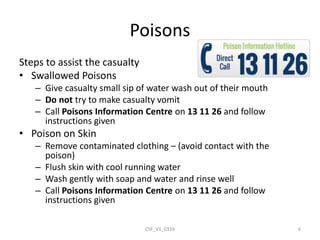 10 provide frist aid poisons | PPTX | First Aid | Injuries