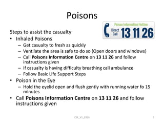 10 provide frist aid poisons | PPTX | First Aid | Injuries