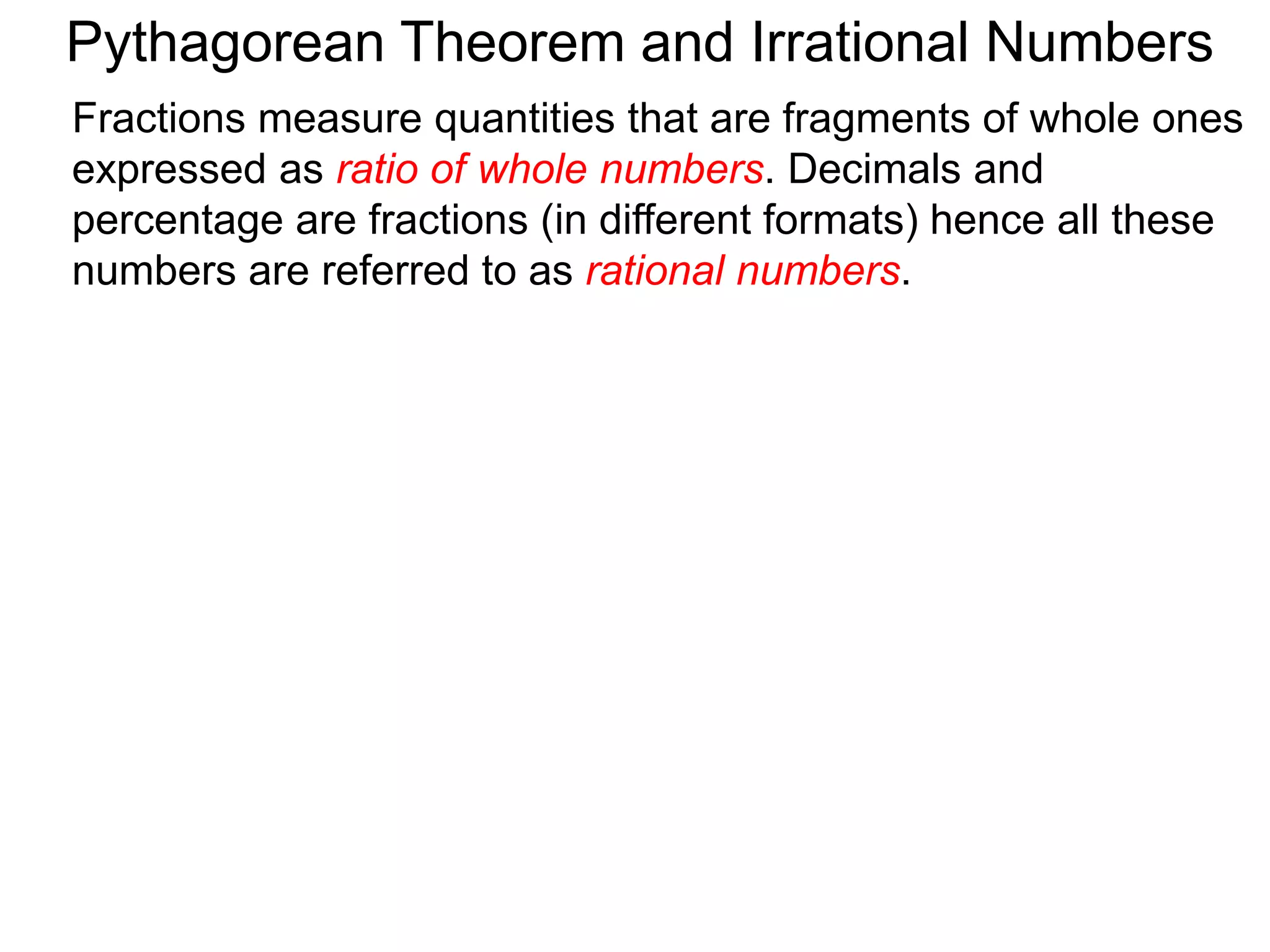 10 pythagorean theorem, square roots and irrational numbers | PPT