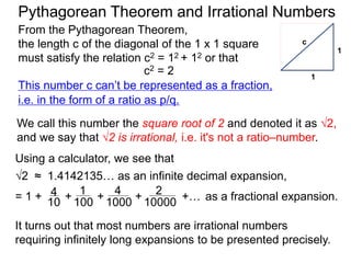 10 pythagorean theorem, square roots and irrational numbers | PPTX