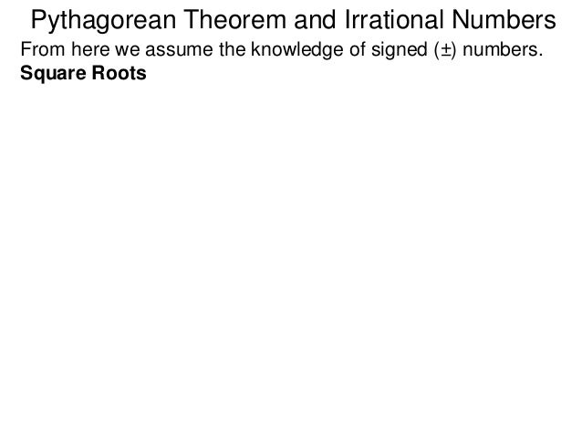 10 pythagorean theorem, square roots and irrational numbers