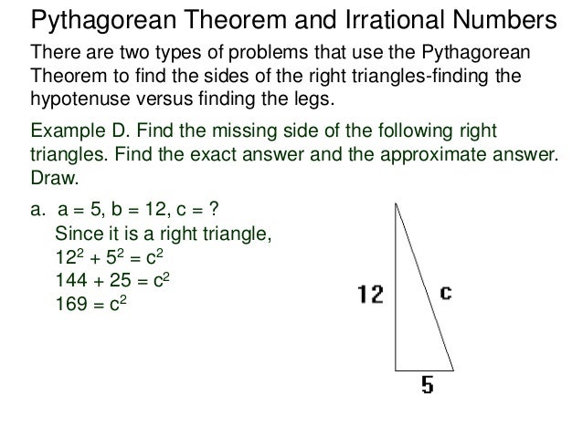 10 pythagorean theorem, square roots and irrational numbers