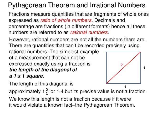 10 pythagorean theorem, square roots and irrational numbers