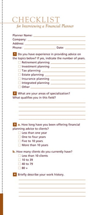 10 Questions to Ask when Choosing a Financial Planner | PDF