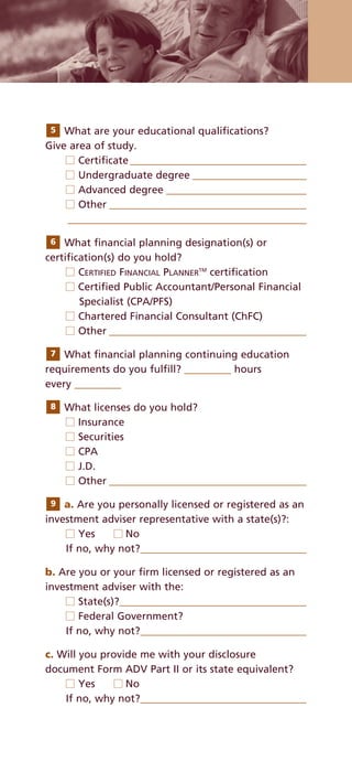 10 Questions to Ask when Choosing a Financial Planner | PDF