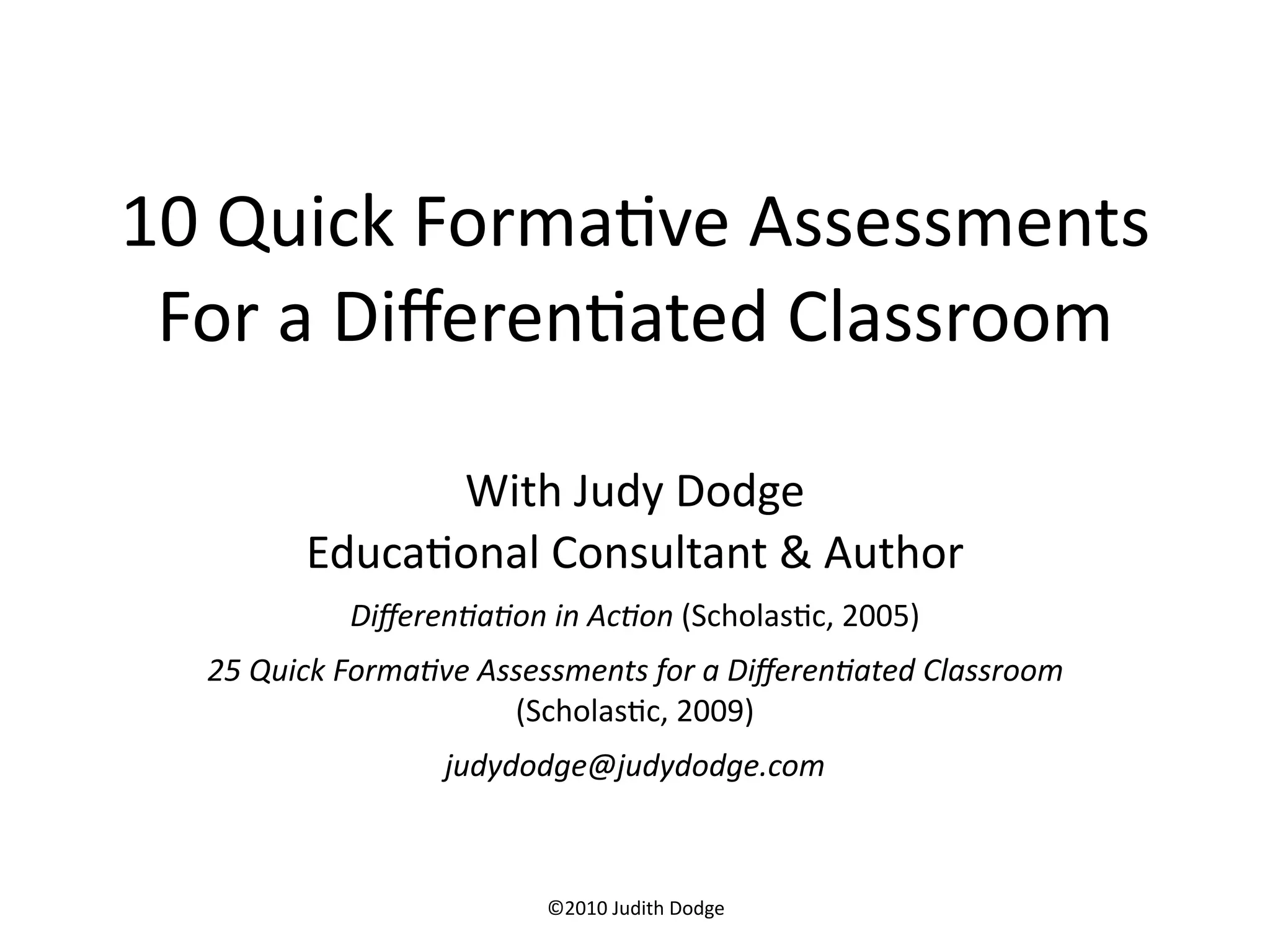 10 quick formative assessments | PPT