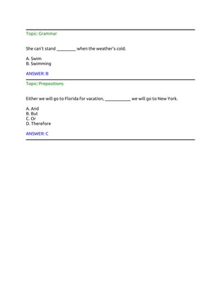 10 quiz and answers about english grammar quiz | PDF