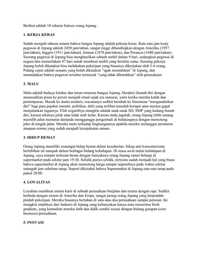 10 rahasia sukses orang jepang | PDF 10 rahasia sukses orang jepang | PDF