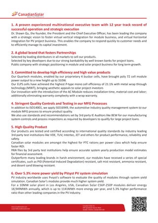 10 Reasons For Choosing Canadian Solar | PDF