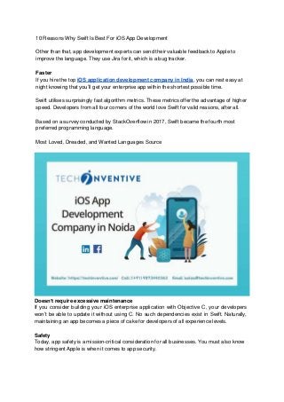 10 Reasons Why Swift Is Best For iOS App Development | PDF