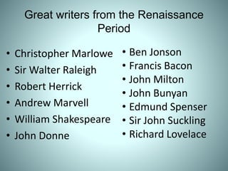 Renaissance Period Literature | PPTX