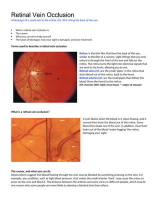 Retinal Vein Occlusion patient education | DOCX