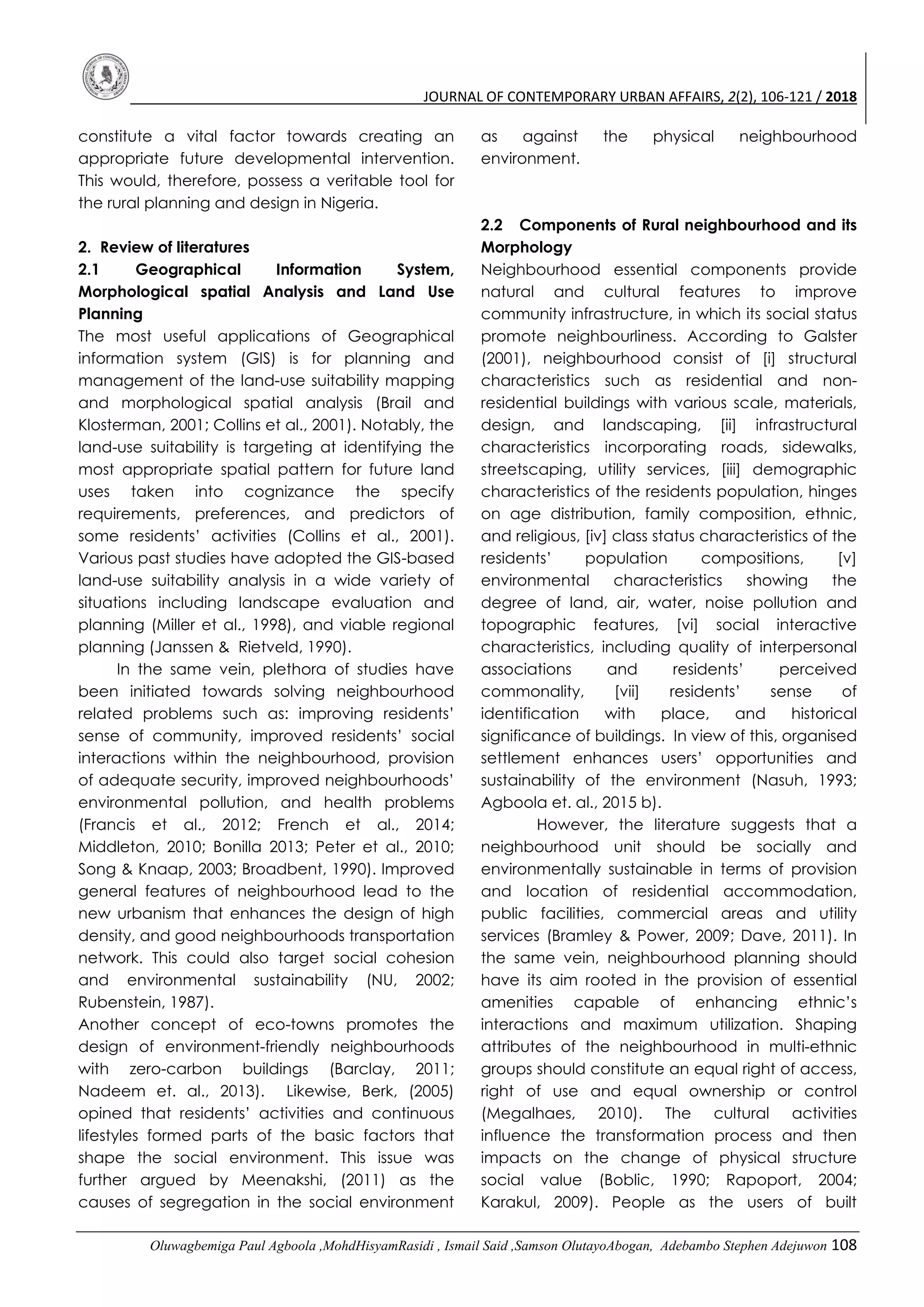Morphological and GIS-based land use Analysis: A Critical Exploration of a Rural Neighborhood ...