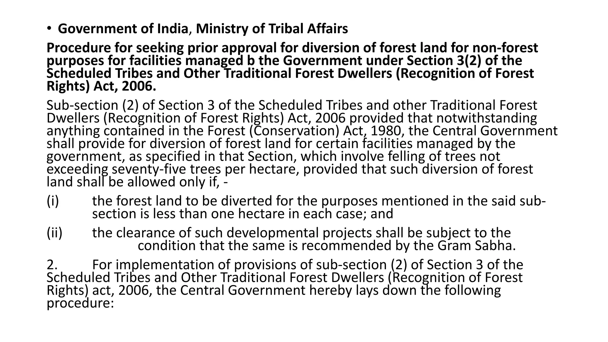 10 . "Forest Clearance" under Forest (Conservation Act, 1980 and ...