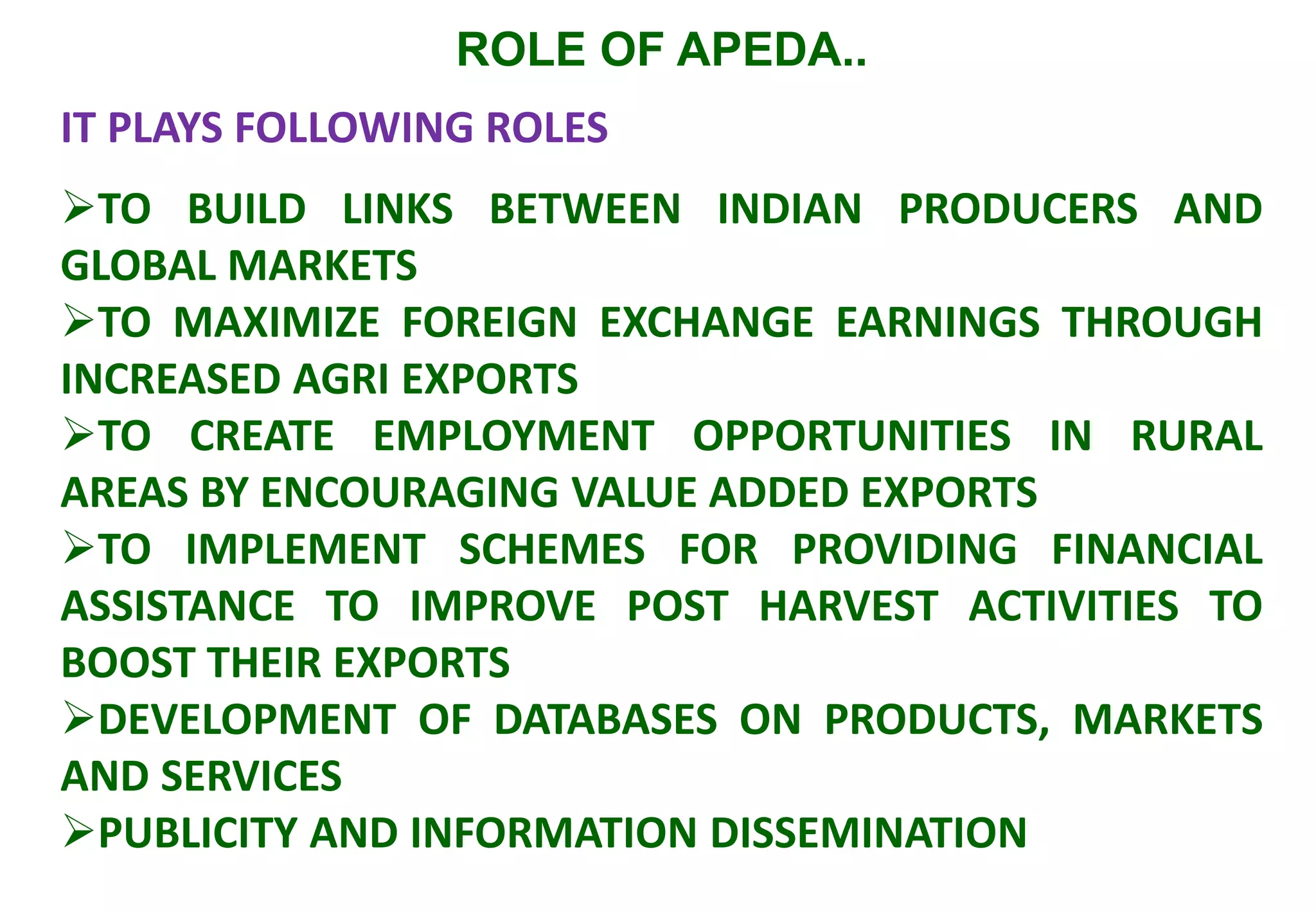 10 role of agencies for promotion of exports of agri products-d | PPTX