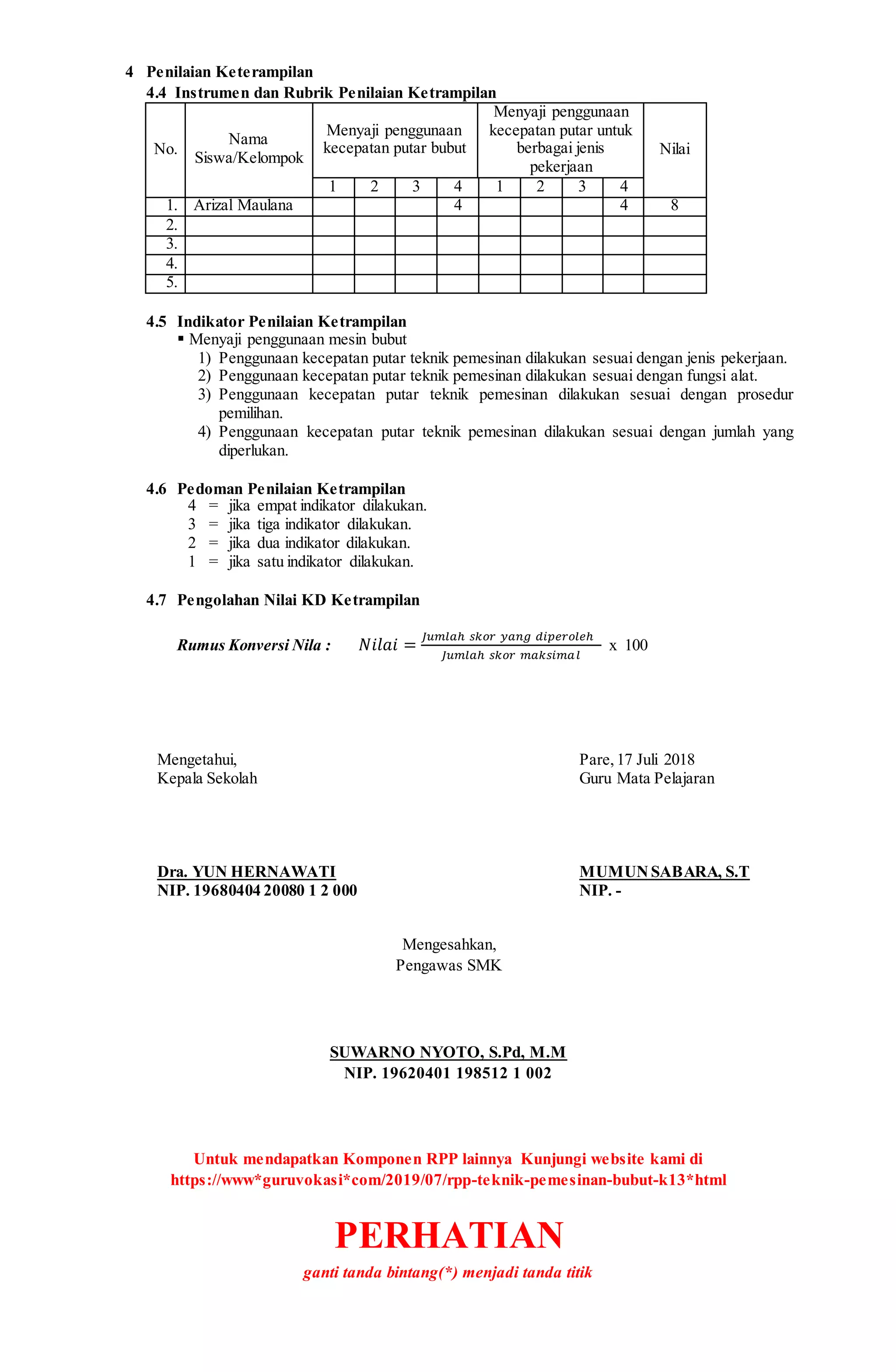 [Doc] RPP K13 Teknik Pemesinan Bubut Revisi Terbaru | DOCX