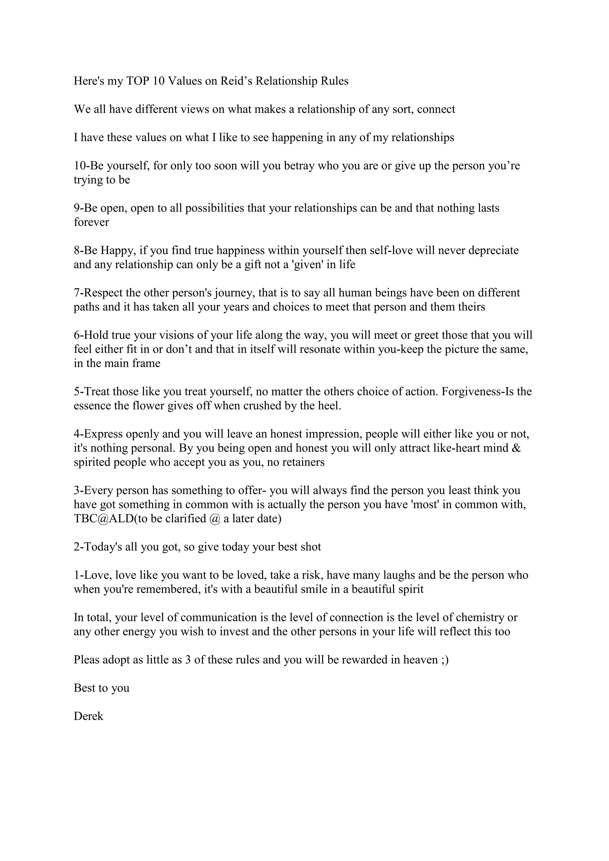 10 rules for relationship | DOCX