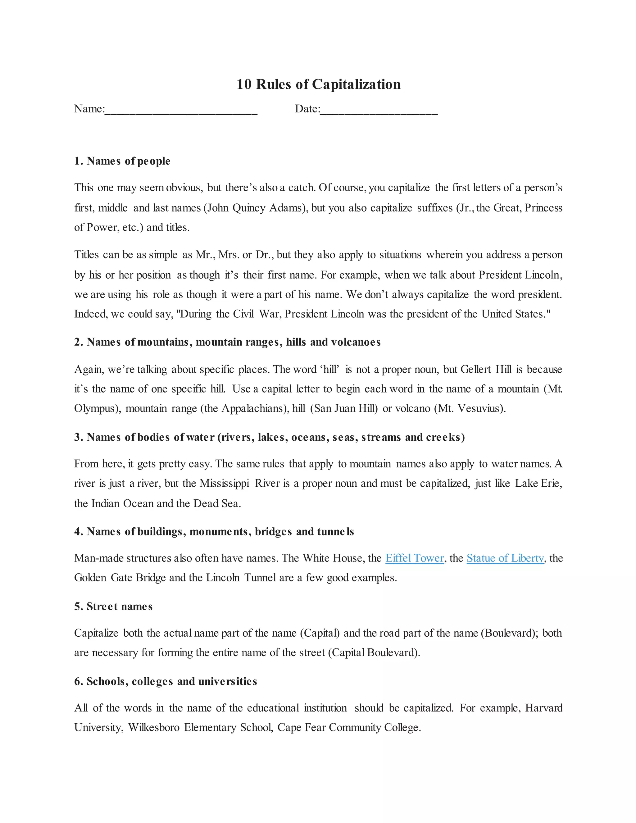 10 rules of capitalization | PDF