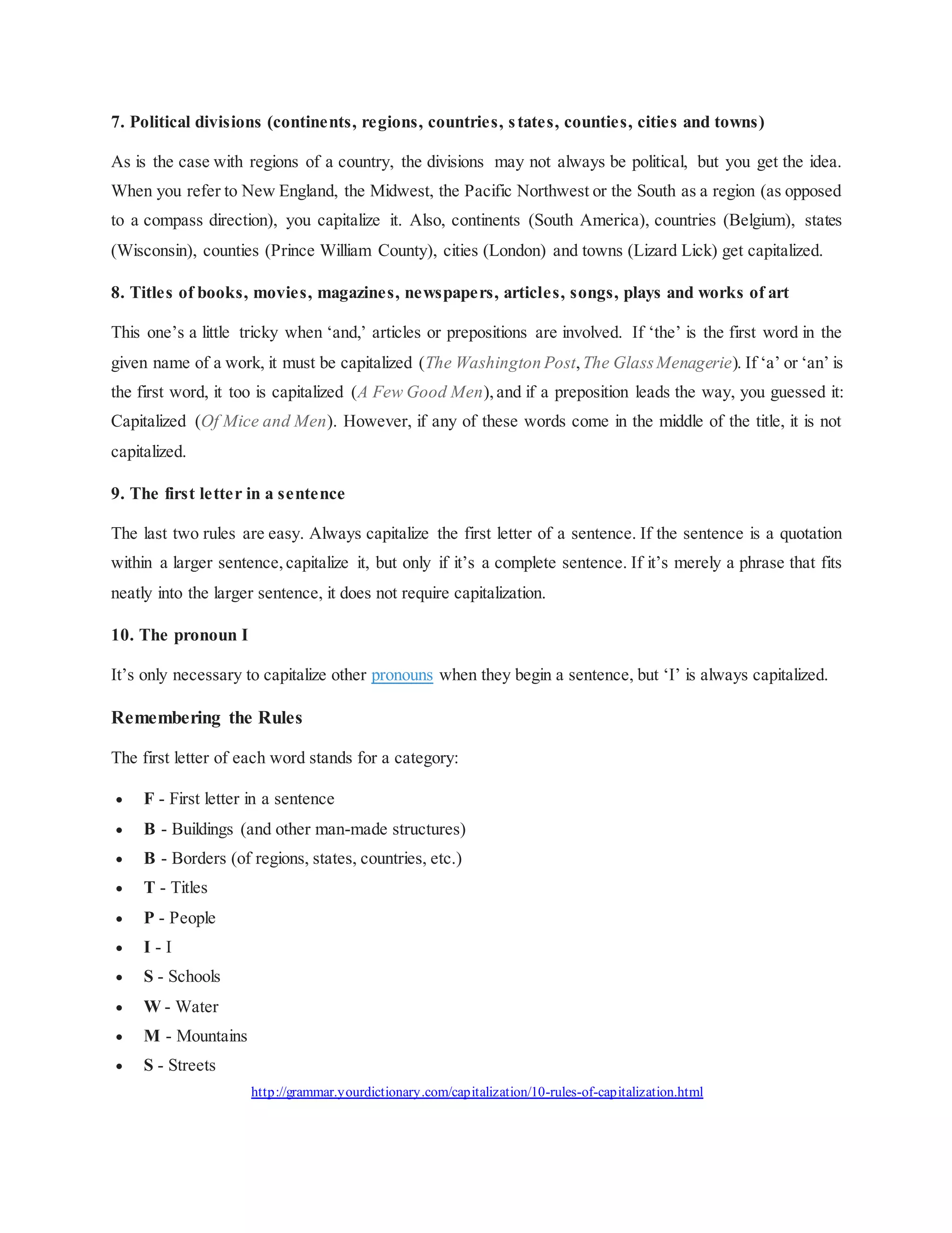 10 rules of capitalization | PDF