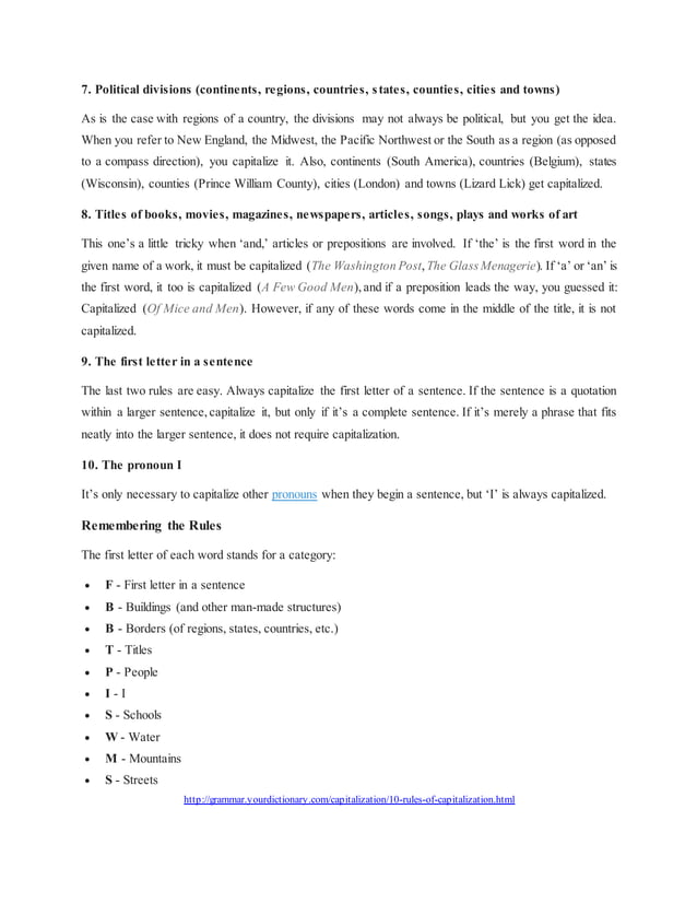 10 rules of capitalization | PDF