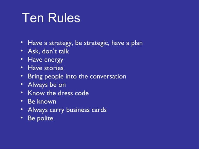 10 Rules of Networking | PPT