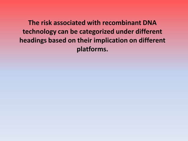 10 safety guidelines for recombinant dna research | PDF | Infectious ...