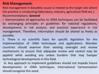 10 safety guidelines for recombinant dna research | PDF