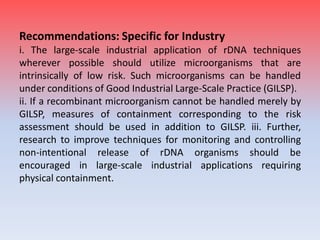 10 safety guidelines for recombinant dna research | PDF