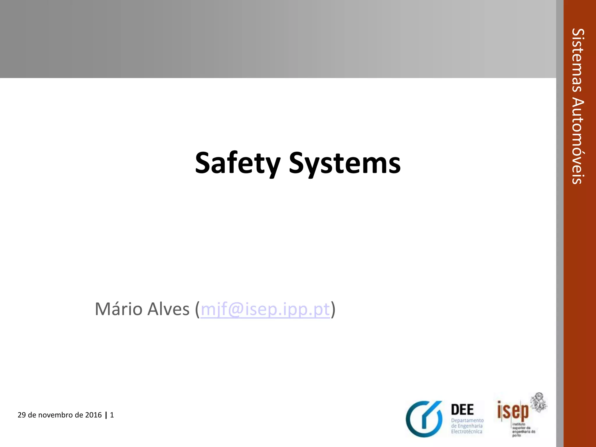 Automotive Systems course (Module 10) - Active and Passive Safety ...