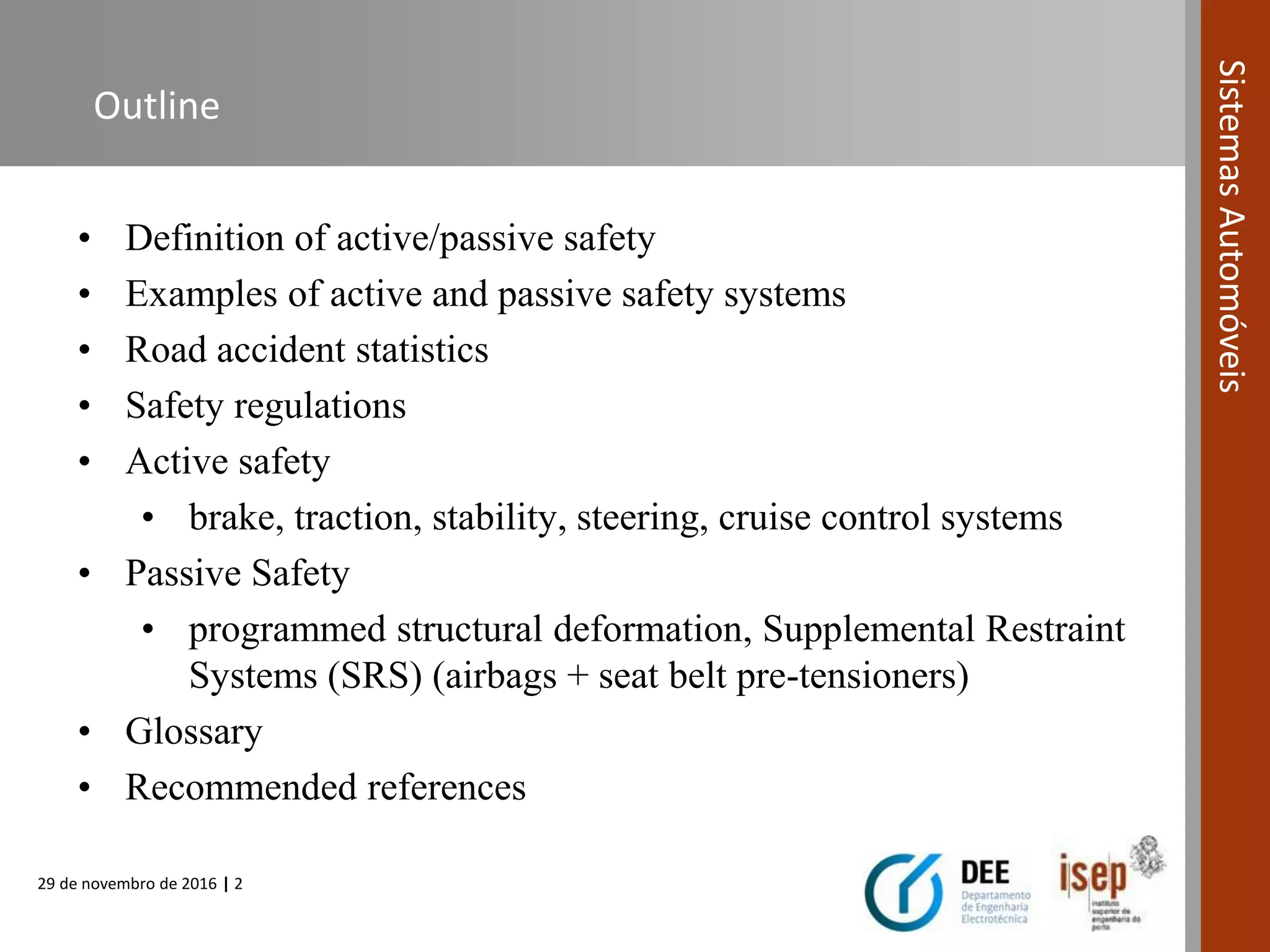 Automotive Systems course (Module 10) - Active and Passive Safety ...