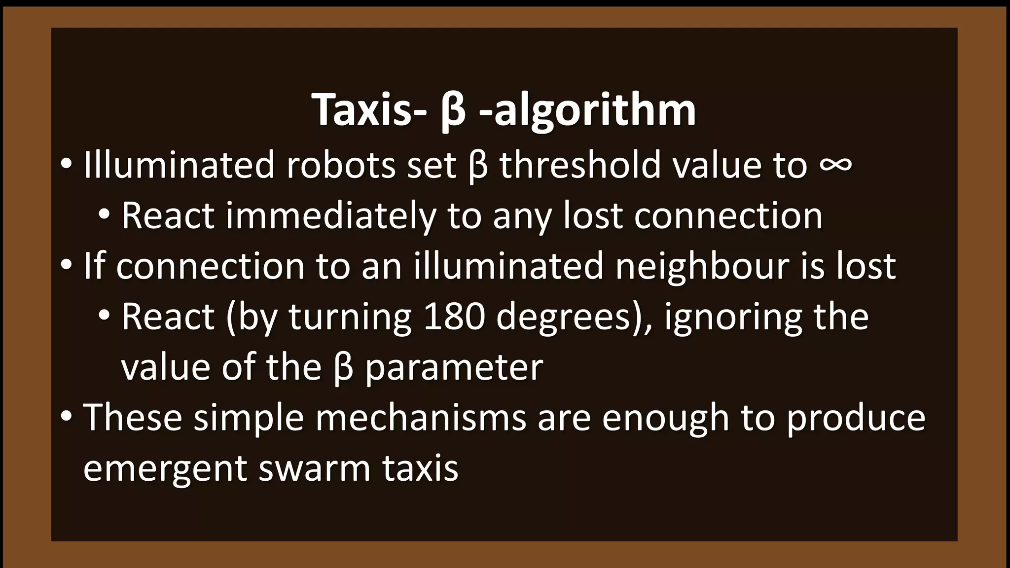 Aggregation and swarm taxis in swarm robotics | PPT