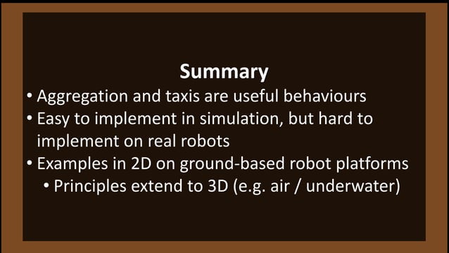Aggregation and swarm taxis in swarm robotics | PPT