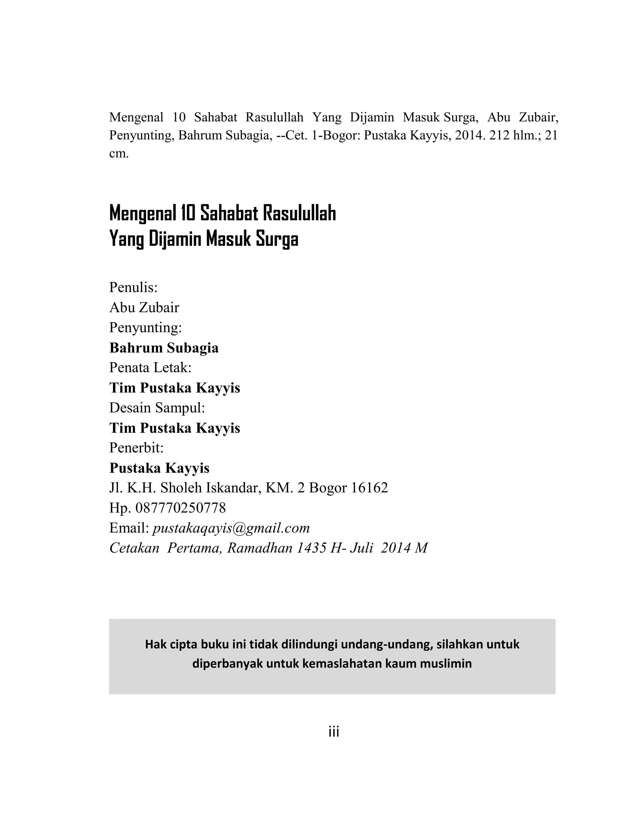 10 sahabat yang dijamin masuk surga | PDF