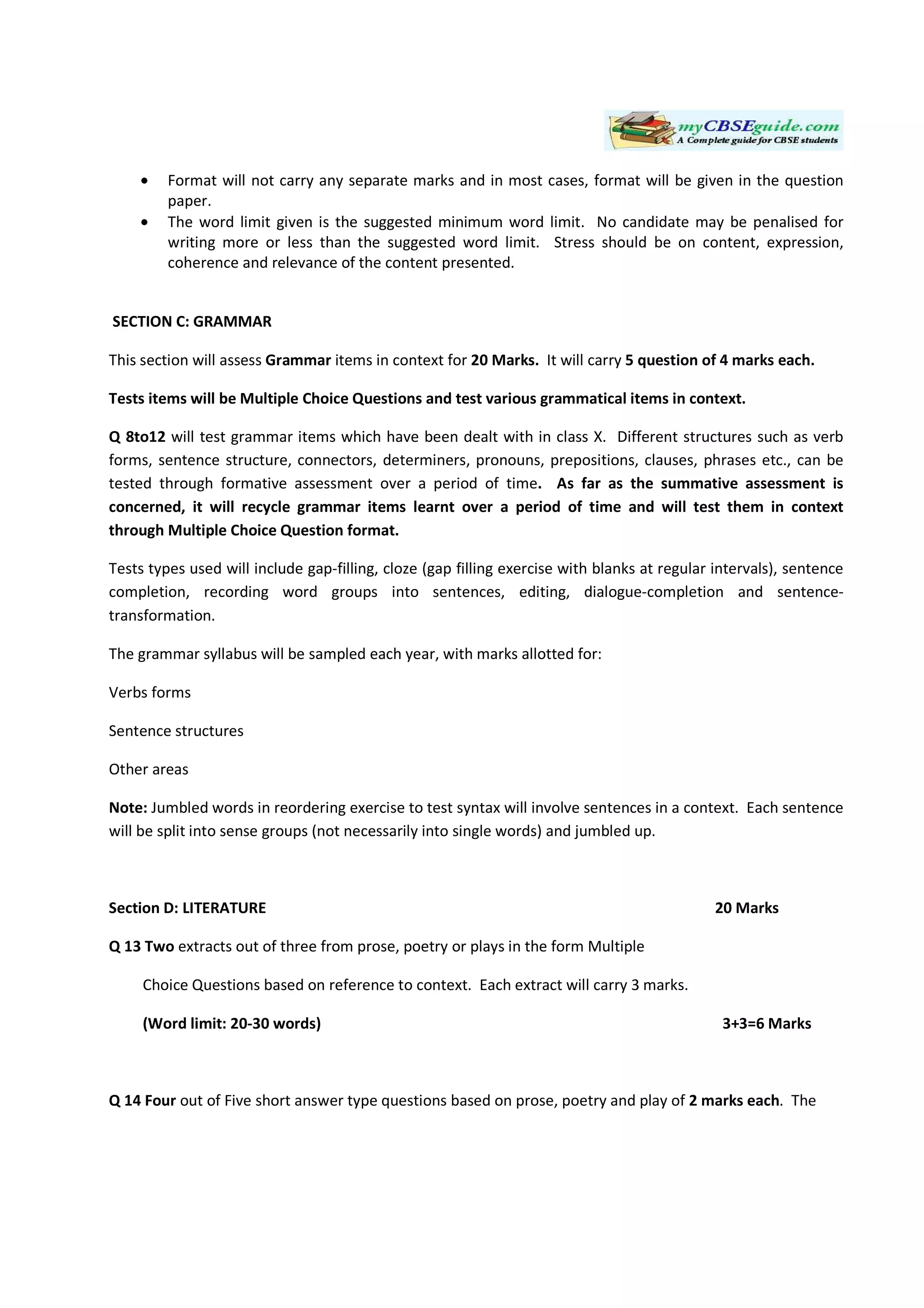 10 sample paper_term1_english_a | PDF | Games and Puzzles | Hobbies & Interests