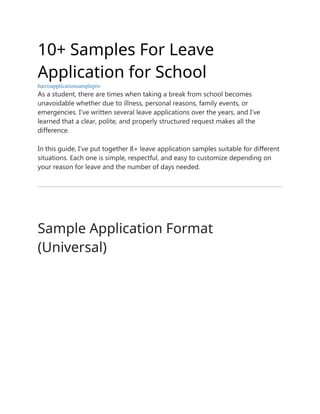 10+ Samples For Leave Application for School.docx