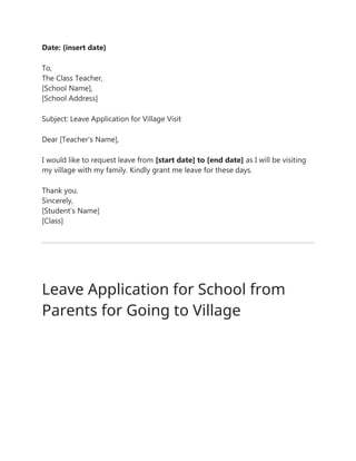 10+ Samples For Leave Application for School.docx