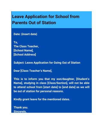 10+ Samples For Leave Application for School.docx