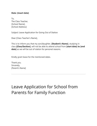 10+ Samples For Leave Application for School.docx