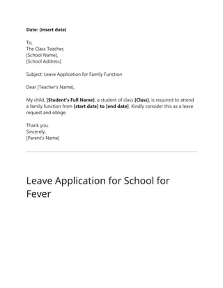 10+ Samples For Leave Application for School.docx