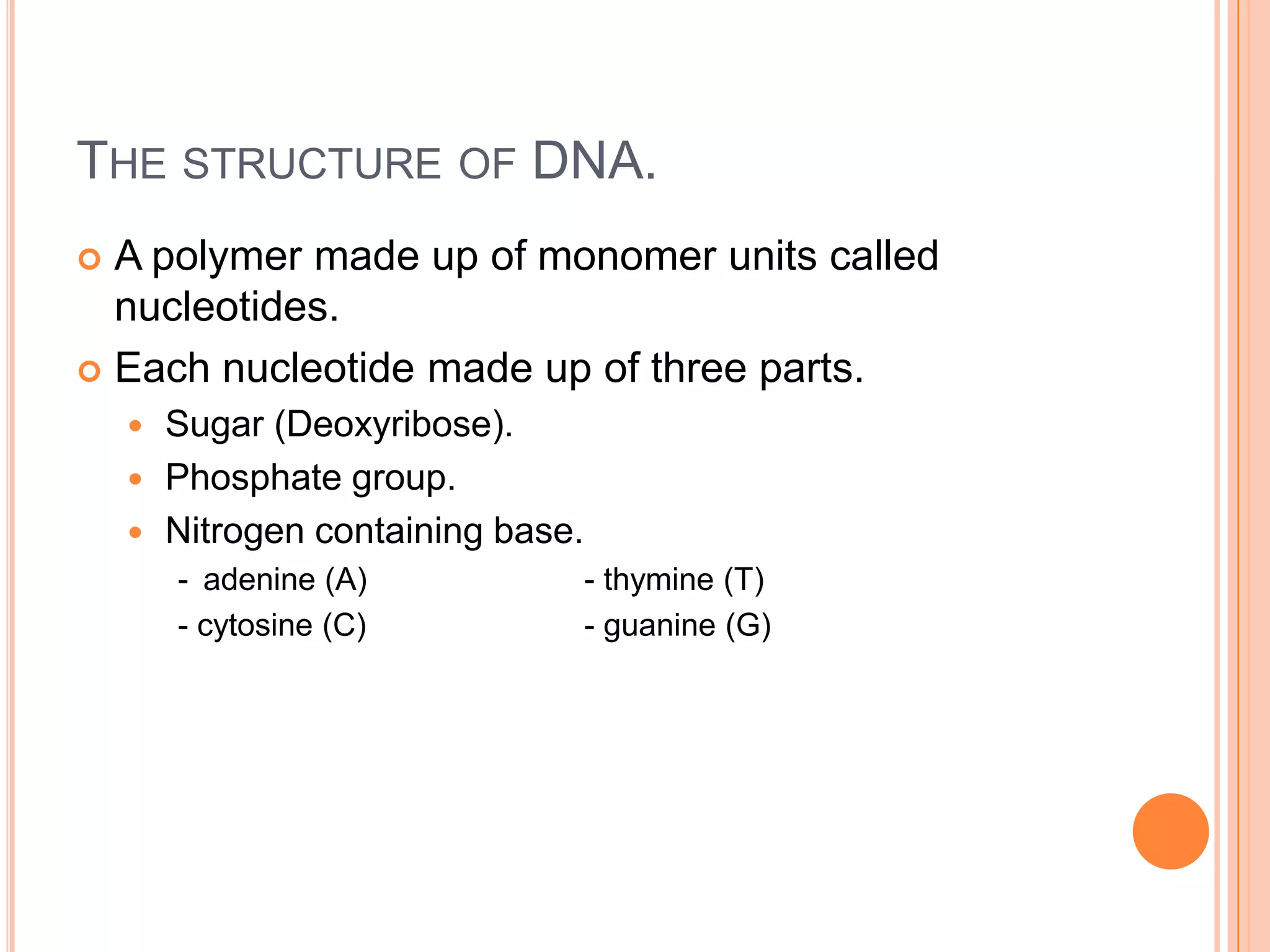 Genetics - 02 The structure of DNA | PPTX