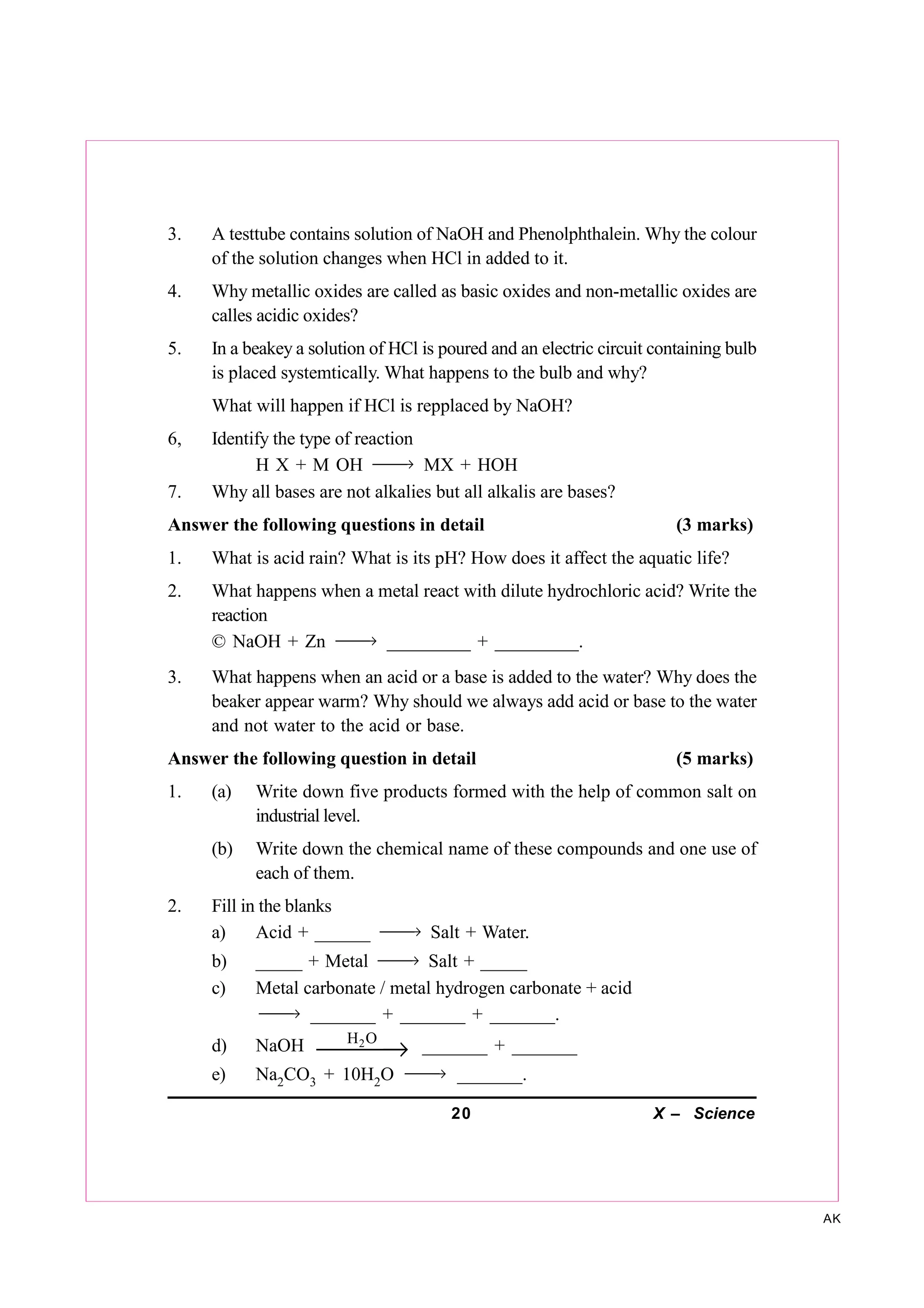 Class 10 Ch2 Acids,Based and Salts Notes and Extra | PDF