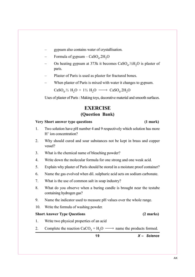 Class 10 Ch2 Acids,Based and Salts Notes and Extra | PDF