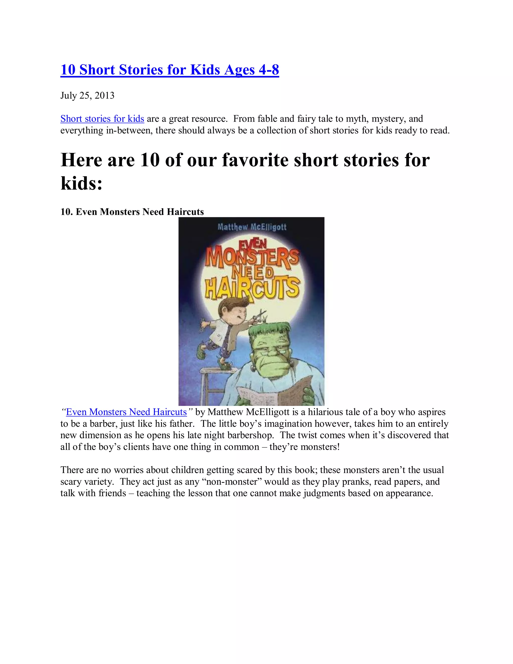 10 short stories for kids ages 4 to 8 | PDF