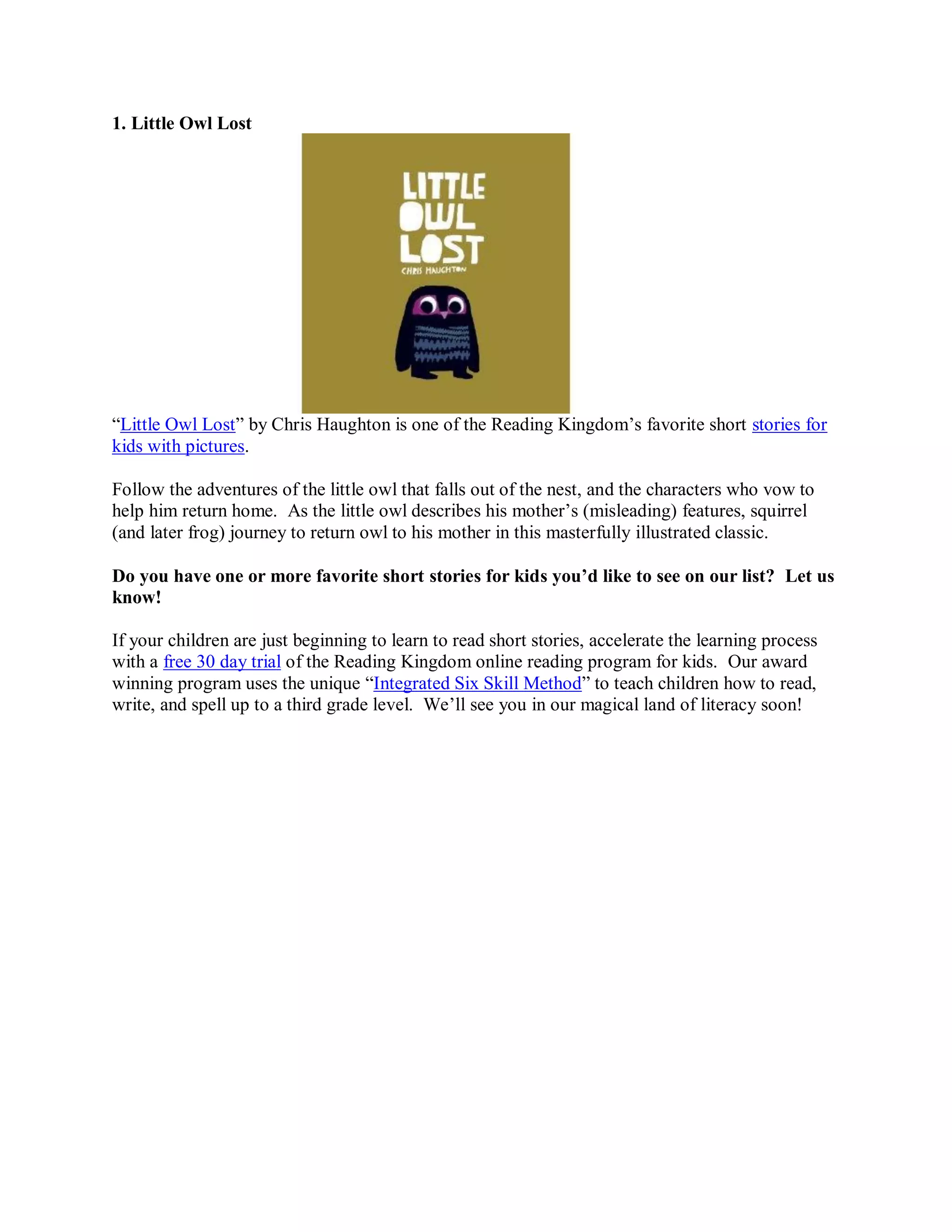 10 short stories for kids ages 4 to 8 | PDF
