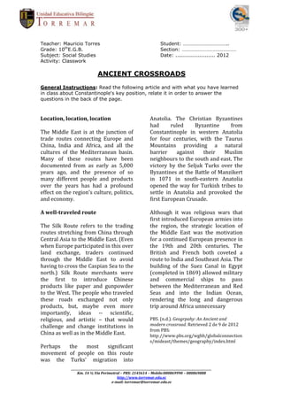 Ancient Crossroads | DOCX | Asia Travel | Travel Locations